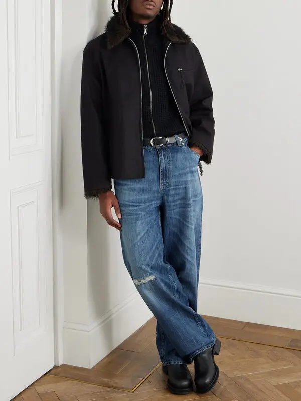 Our Legacy Constructor Faux Fur-Trimmed Canvas Bomber Jacket In