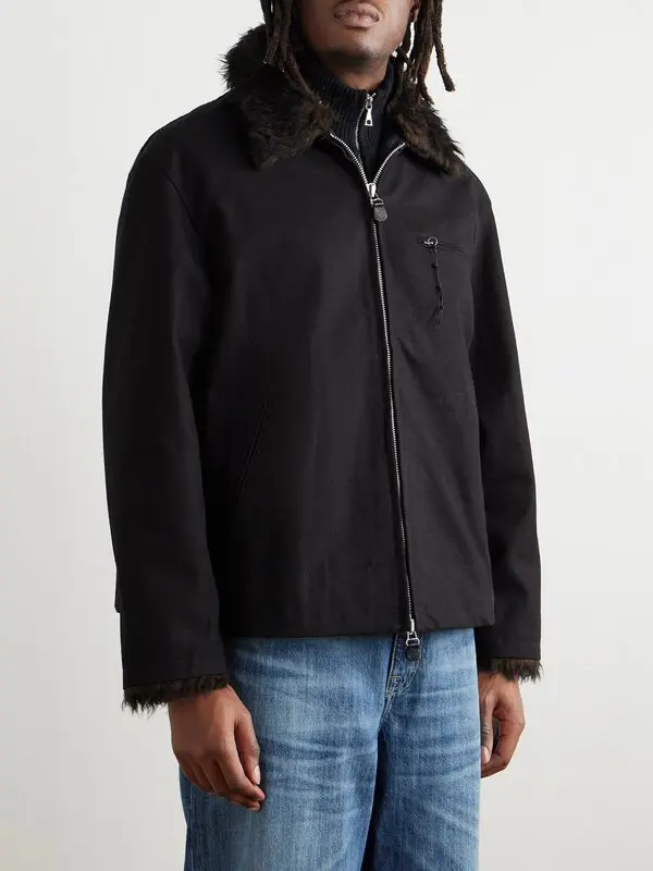Our Legacy Constructor Faux Fur-Trimmed Canvas Bomber Jacket In 