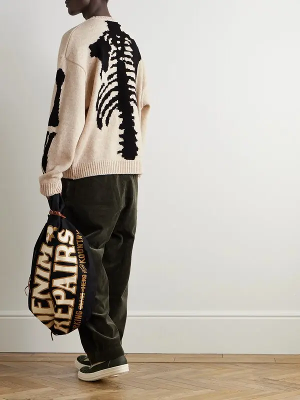 Kapital Oversized Intarsia Wool Sweater - Neutrals