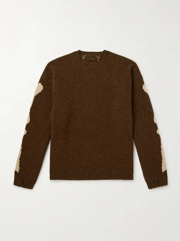 Kapital Oversized Intarsia Wool Sweater - Brown