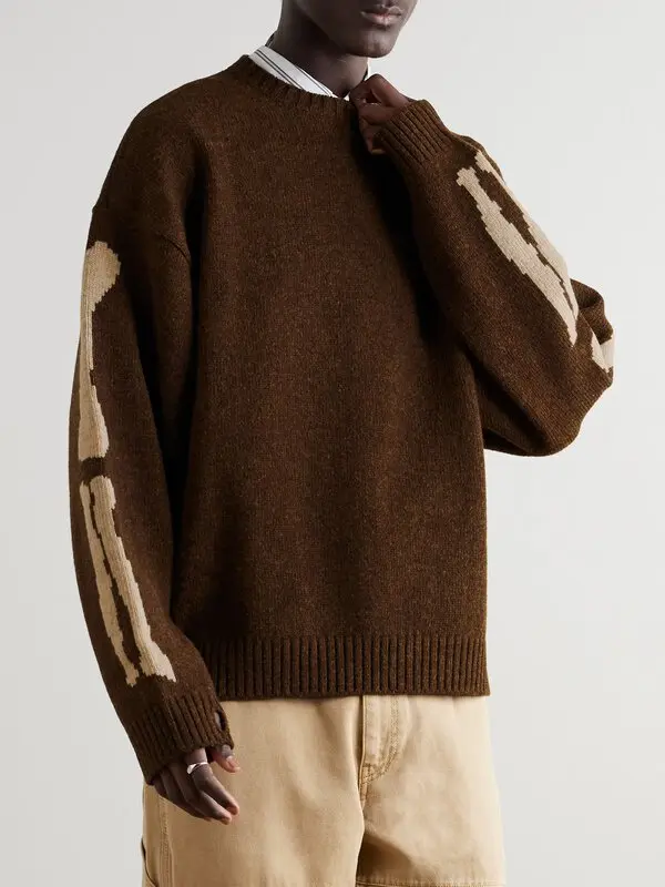 Kapital Oversized Intarsia Wool Sweater - Brown