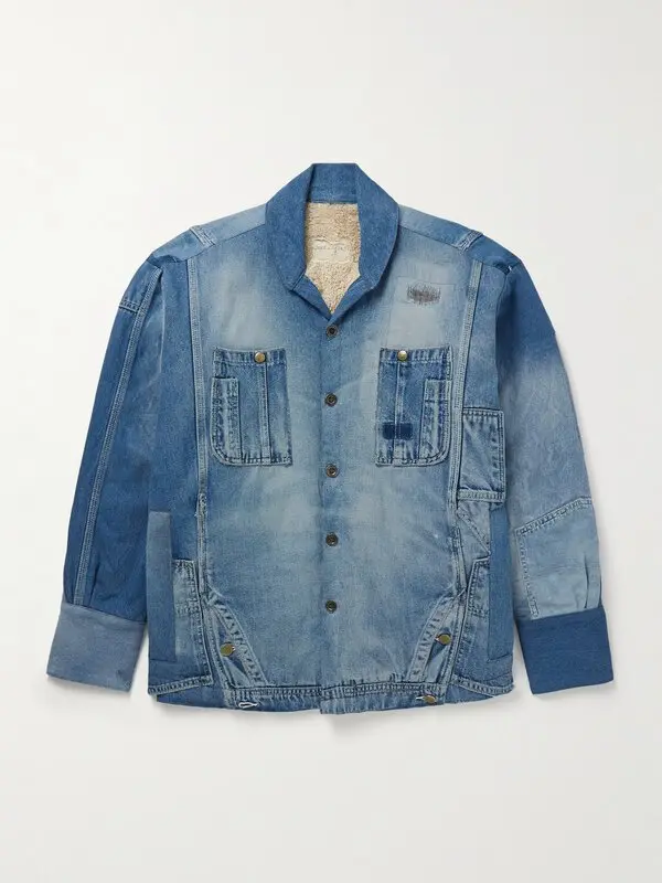 GREG LAUREN Patchwork Denim Overshirt