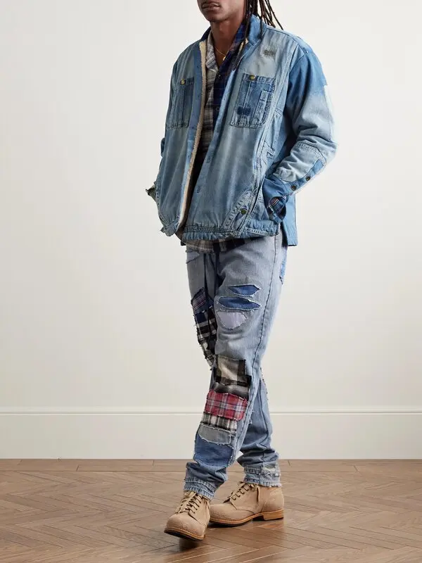 GREG LAUREN Patchwork Denim Overshirt