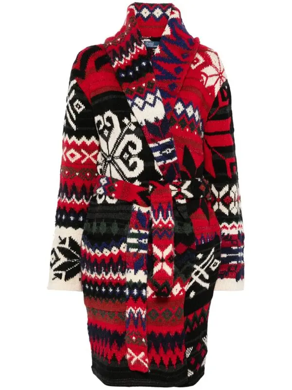 Polo Ralph Lauren Snowflake Motif Shawl-collar Cardigan Coat - Red