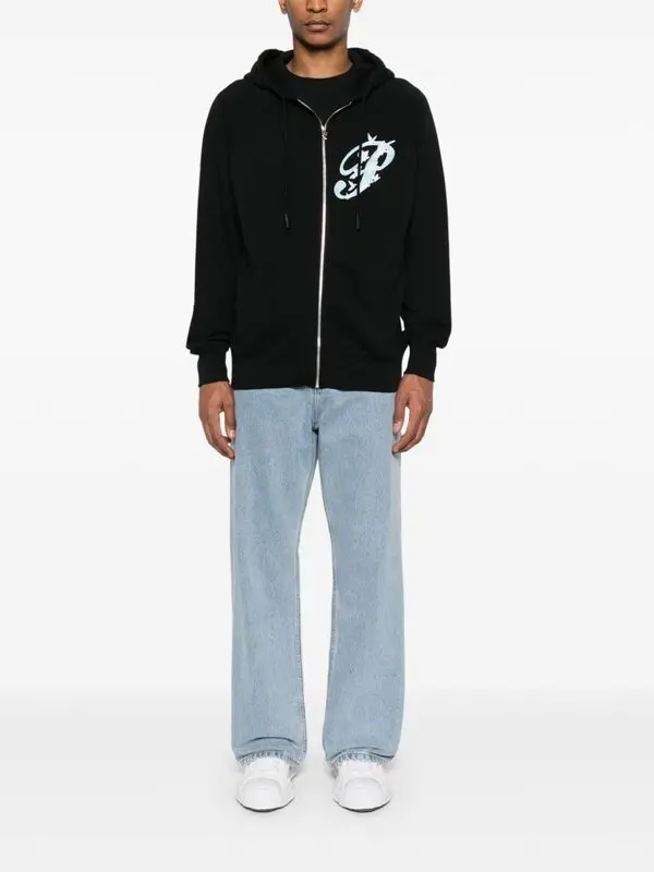 3.PARADIS Embroidered-logo Zip-up Hoodie