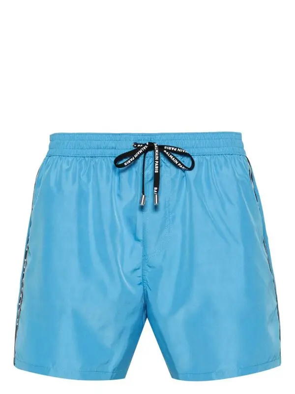 Balmain Logo-print Swim Shorts - Blue
