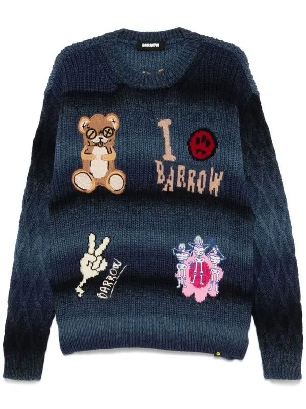 BARROW Patch-detail Sweater - Blue
