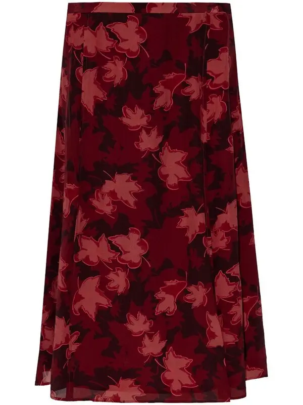 Maison Kitsuné Leaf-print Midi Skirt