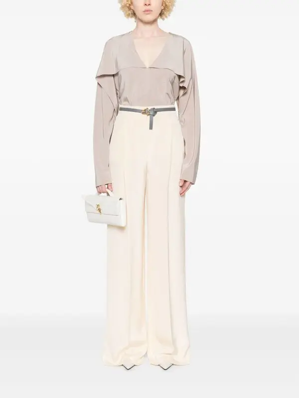 Max Mara Silk Crepe De Chine Wide Leg Trousers