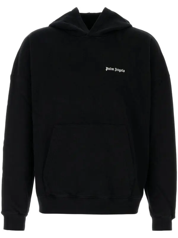 Palm Angels Logo-embroidered Hoodie - Black