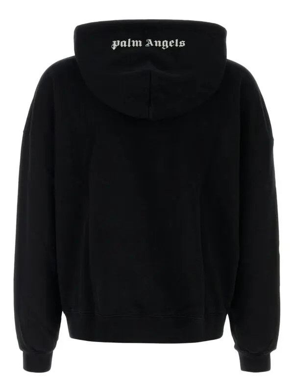 Palm Angels Logo-embroidered Hoodie - Black