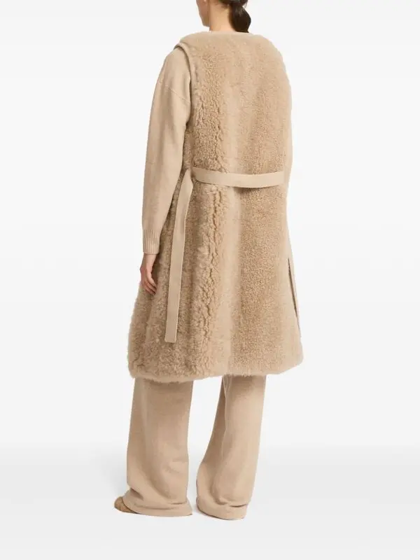 YVES SALOMON Belted Shearling Gilet - Neutrals