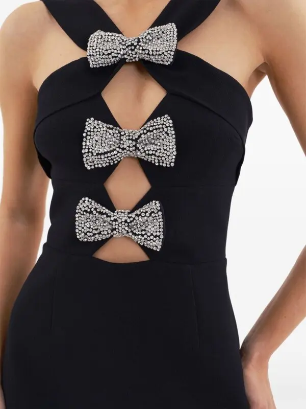rebecca vallance black bow dress Embellished Halterneck Mini - Size_VV Ursula Mini Shift Dress Neck Size:2XL Dry clean