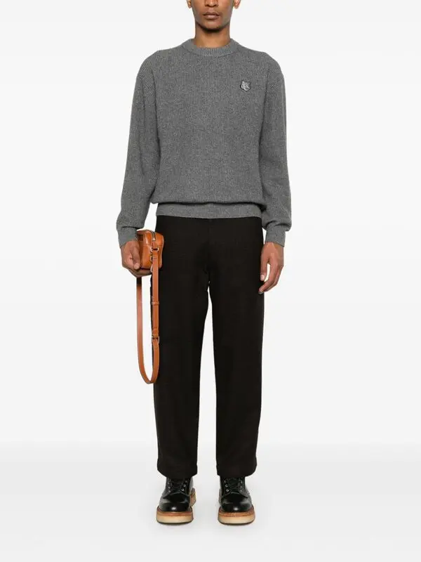 Maison Kitsuné Bold Fox Head-Patch Sweater In Grey - 62% Off