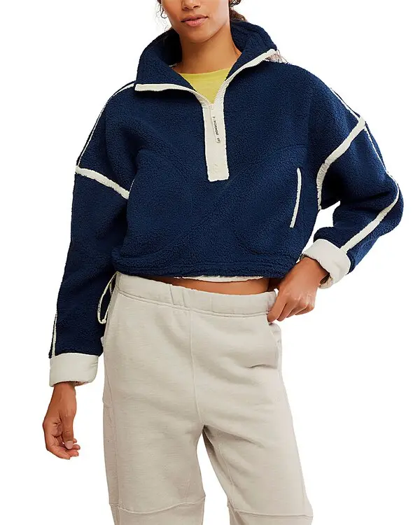 Free People Mountain High Half Zip Pullover - Navy Combo