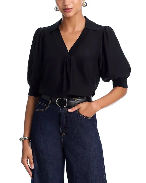 Cinq À Sept Weldon Collared Silk Blouse - Black