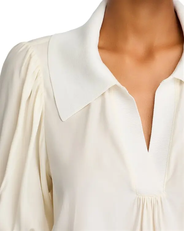 Cinq À Sept Weldon Collared Silk Blouse - Ivory