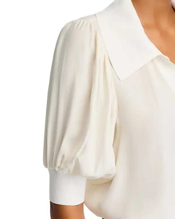 Cinq À Sept Weldon Collared Silk Blouse - Ivory