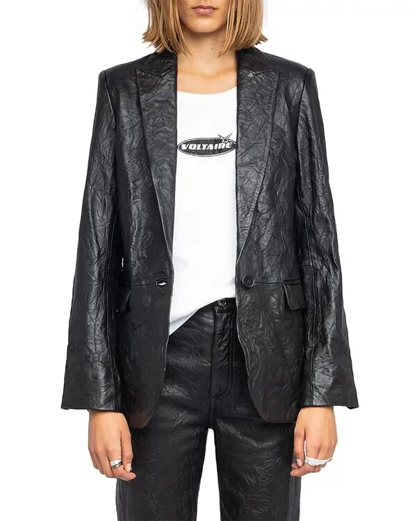 Zadig&Voltaire Crinkle Leather Jacket - Black