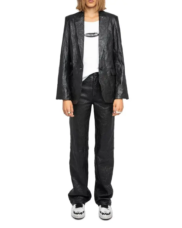 Zadig&Voltaire Crinkle Leather Jacket - Black