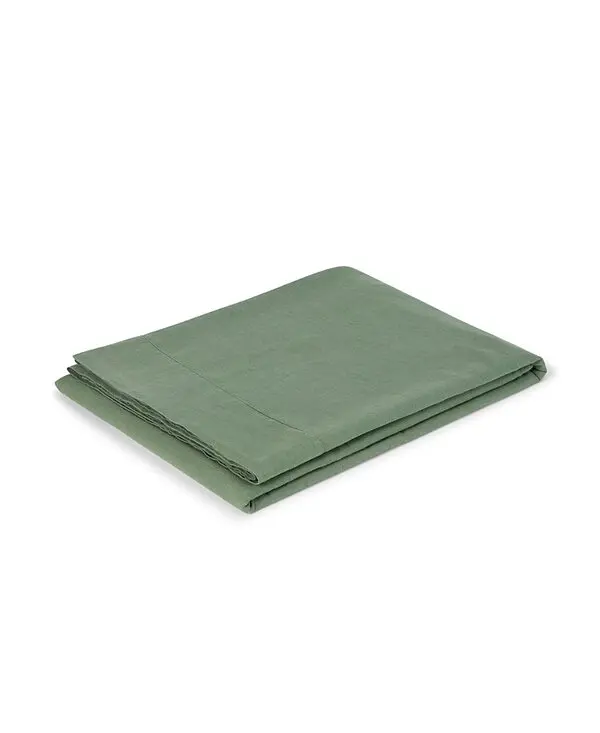 PIGLET IN BED Linen Blend Flat Sheet - Elm Green