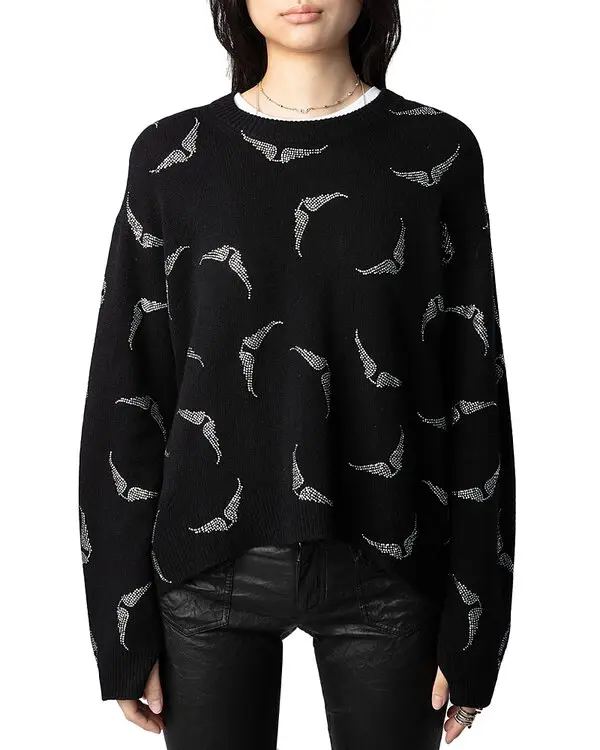 Zadig&Voltaire Cashmere Diamante Wings Sweater - Noir