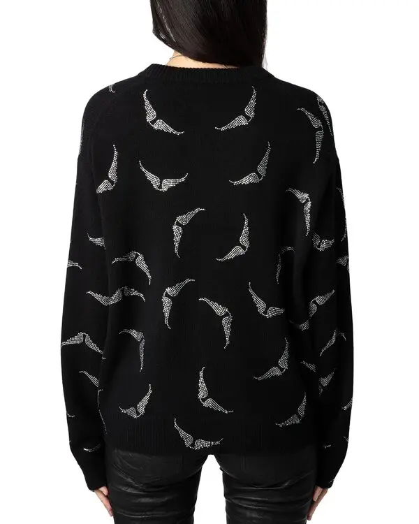 Zadig&Voltaire Cashmere Diamante Wings Sweater - Noir