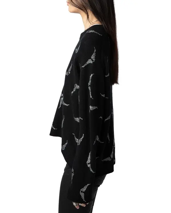 Zadig&Voltaire Cashmere Diamante Wings Sweater - Noir