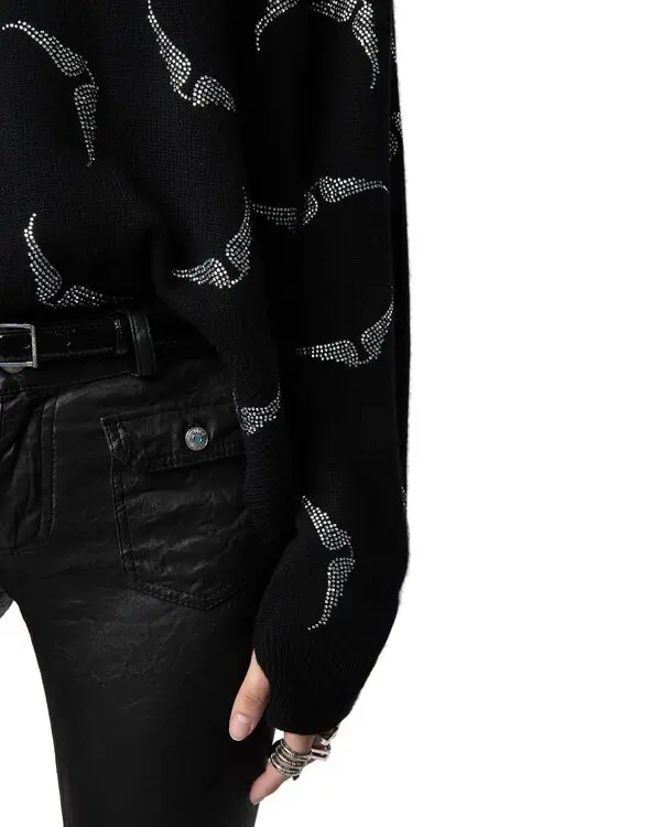 Zadig&Voltaire Cashmere Diamante Wings Sweater - Noir