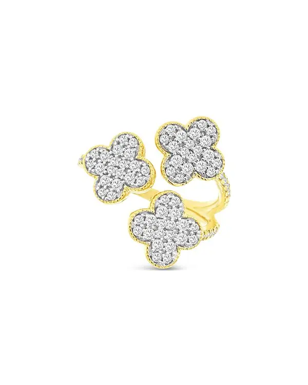 Bloomingdale'S Diamond And 14k Yellow Gold Triple Clover Ring, 0.75 Tcw - White/gold