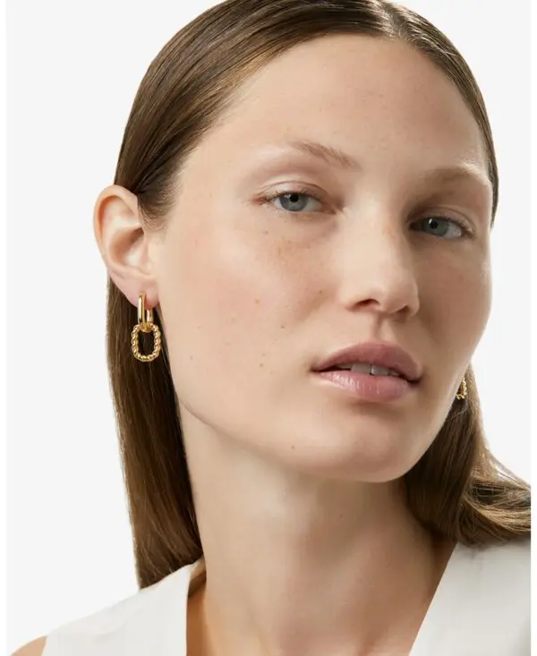 ANA LUISA Double Ash Two Tone Hoop Earrings - Gold