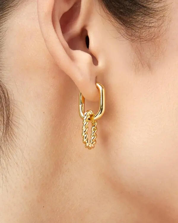 ANA LUISA Double Ash Two Tone Hoop Earrings - Gold