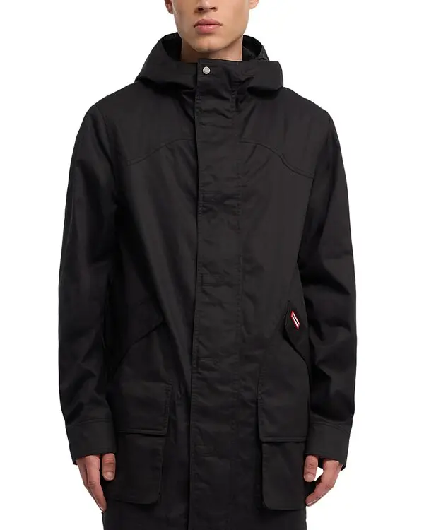 Hunter Coated Cotton Hooded Rain Jacket - Black