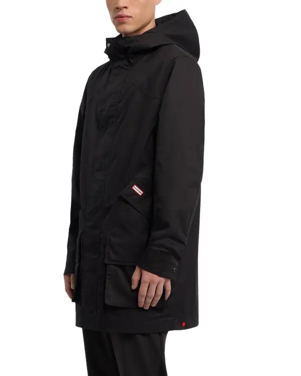 Hunter Coated Cotton Hooded Rain Jacket - Black