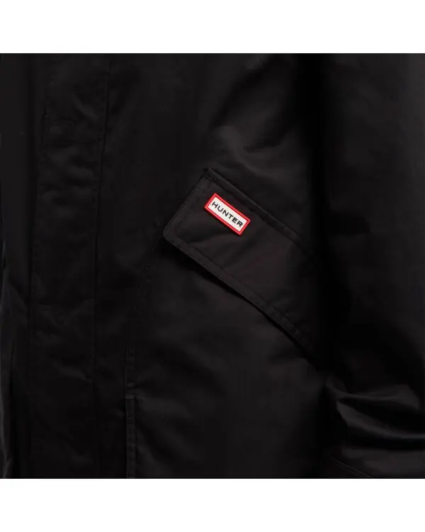 Hunter Coated Cotton Hooded Rain Jacket - Black