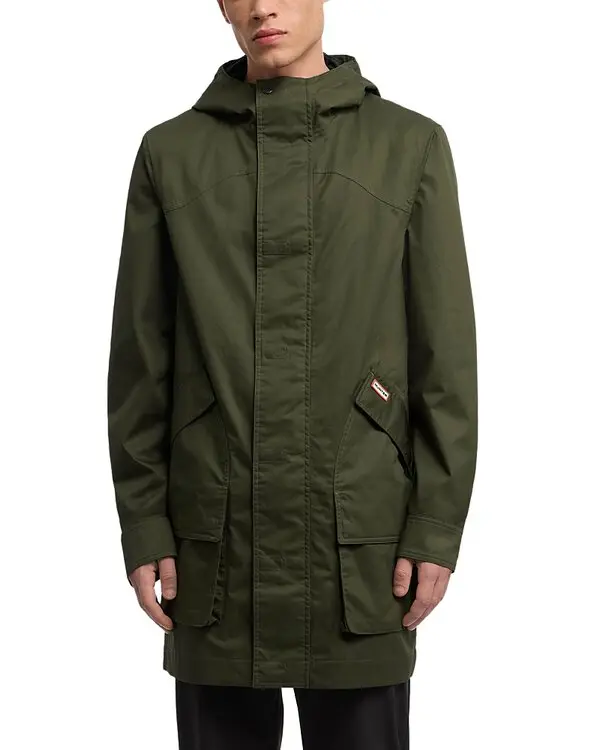 Hunter Downing Coated Cotton Hooded Rain Jacket - Hunter Green
