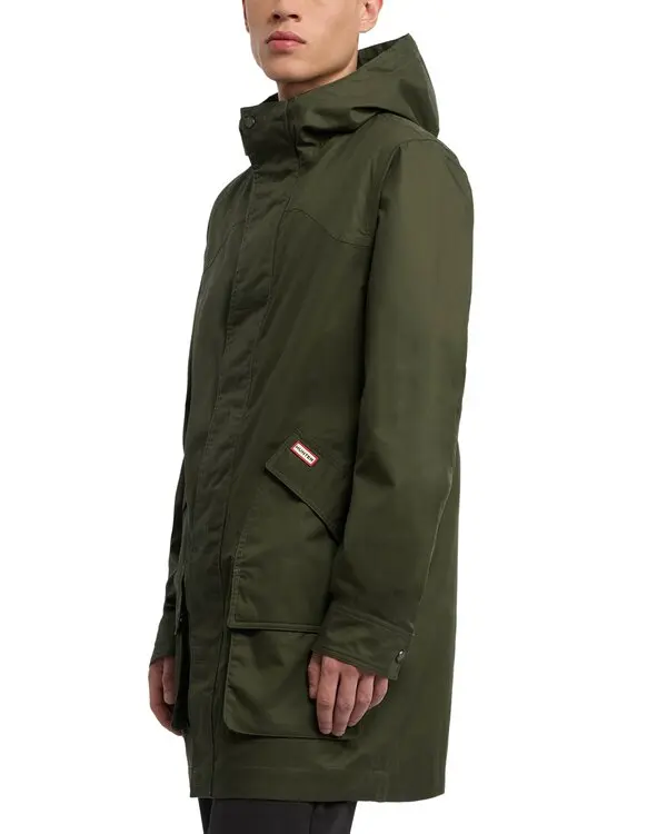 Hunter Downing Coated Cotton Hooded Rain Jacket - Hunter Green