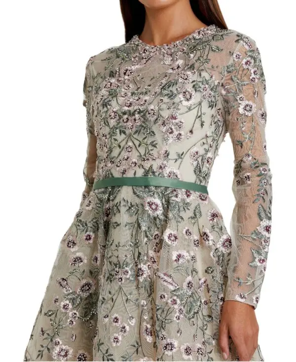 Mac Duggal Embellished Long Sleeve Gown