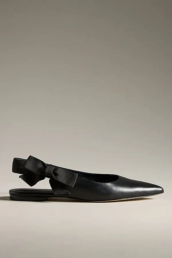 Maeve Side-bow Slingback Flats - Black
