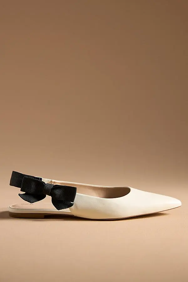 Maeve Side-bow Slingback Flats - Cream