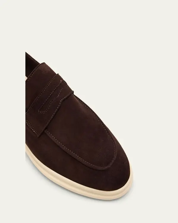Sophique Suede Penny Loafers - Brown | Editorialist