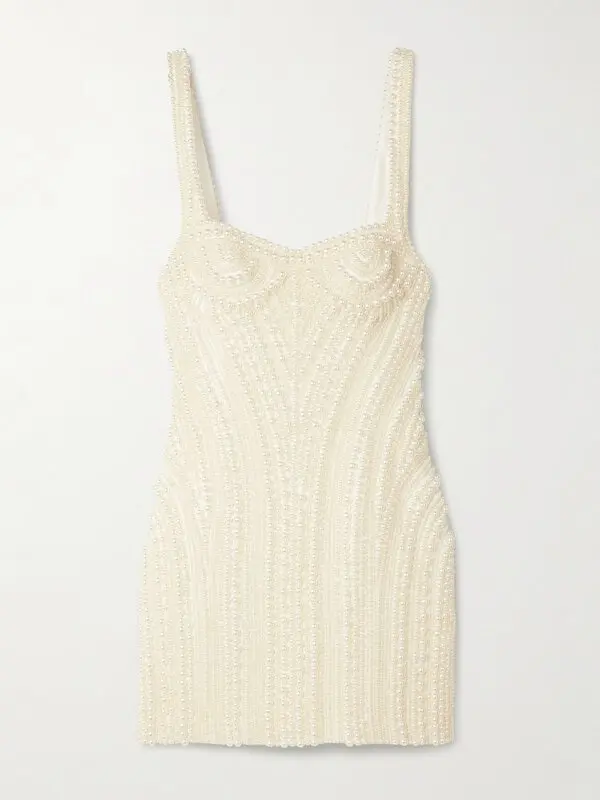 Retrofete Elaina Faux Pearl-embellished Mini Dress - Neutrals