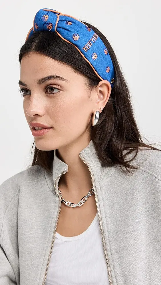 Lele Sadoughi Lele X New York Knicks Embroidered Headband