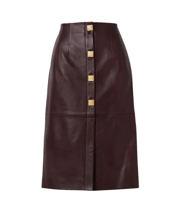 Tove Pilar Leather Midi Skirt
