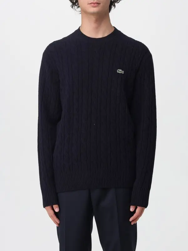 Lacoste Cable Knit Crew Neck Sweater - Navy