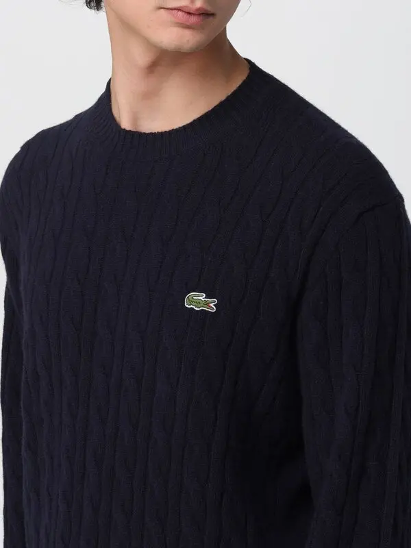 Lacoste Cable Knit Crew Neck Sweater - Navy