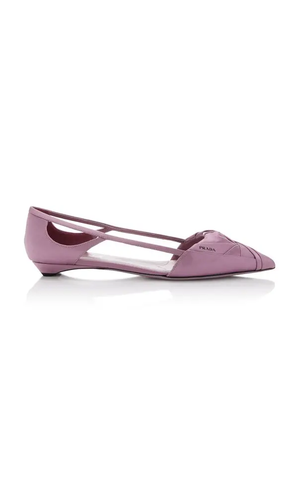 Prada Satin Pointed-toe Ballerina Flats - Pink