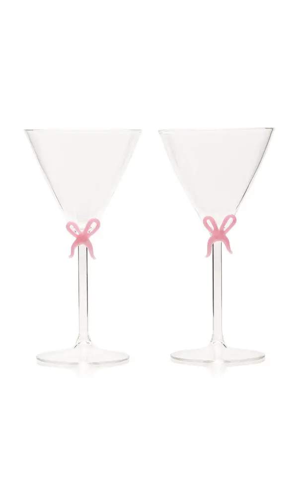MODA DOMUS Set-of-two Handmade Martini Glasses - Pink