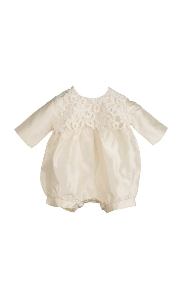 JESURUM Eridano Lace Detail Satin Baby Romper - White