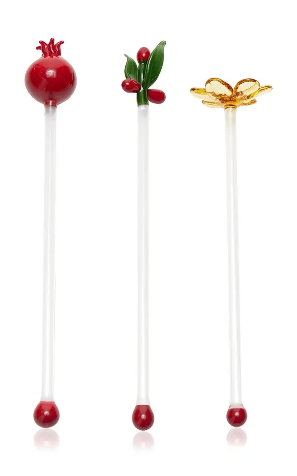 MODA DOMUS - Handmade Glass Christmasmas Cocktail Stirrers